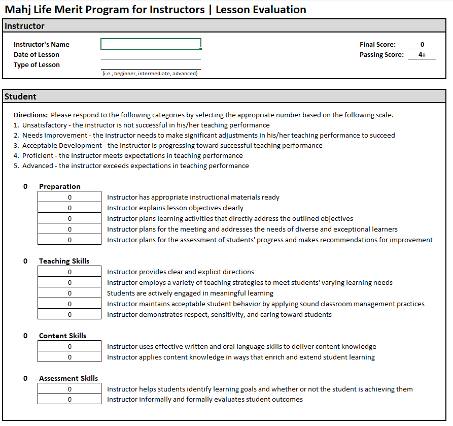 MPI Rubrics - Mahj Life